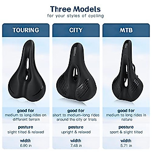 TONBUX Comfortable Bike Seat, Soft Bike Seat Cushion for Men Women Comfort, Breathable Bicycle Seat Replacement Compatible with Peloton, Padded Bicycle Saddle for Mountain MTB BMX Road Exercise Bike