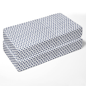 Bacati - 2 Pack Tribal/Aztec/Triangles Silky Soft Breathable 100% Cotton Muslin Baby Crib Fitted Sheets - Fits Standard 28 x 52 x 5 Crib & Toddler Mattresses (Navy Bucks)