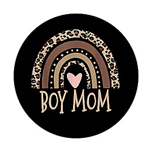 Rainbow Leopard Print Boy Love Mom PopSockets Swappable PopGrip