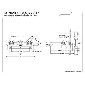 Kingston Brass KS7028TX French Country Roman Tub Faucet, 10-7/16 Inch in Spout Reach, Brushed Nickel