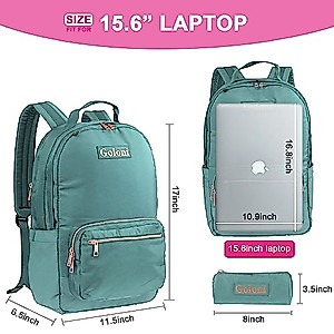 Goloni Classic Basic Backpack Separated Compartment For 15.6" Laptop With Pencil Case For Women,Waterproof High School Bookbag,Lightweight Casual Travel Daypack,Middle School Bag For Girls