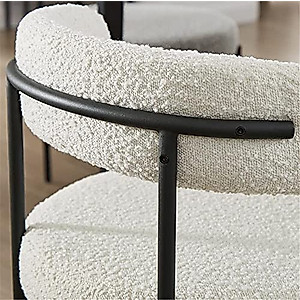 NIUYAO Upholstered Dining Chair Modern Open Back Side Accent Chair Armless Soft with Metal Legs for Dining Room Livingroom Lounge Office -White/Black Legs, Set of 4