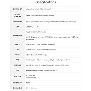 Waveshare PoE UPS Uninterruptible Power Supply Base Board for Raspberry Pi Compute Module 4 with Gigabit Ethernet/Dual HDMI/Quad USB2.0 etc.Interfaces