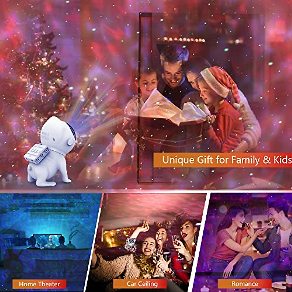Star Projector,Galaxy Projector for Bedroom,Space Dog Projector with Bluetooth Speaker & White Noise and Remote Control,Smart Night Light Projector for Kids Adults Game Room Home Theater Ceiling Decor