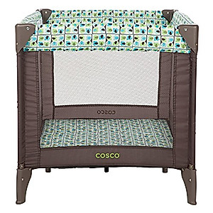 Cosco Funsport Compact Portable Playard, Lightweight, Easy Set up, Foldable Baby Playpen with Carry Bag, Elephant Squares