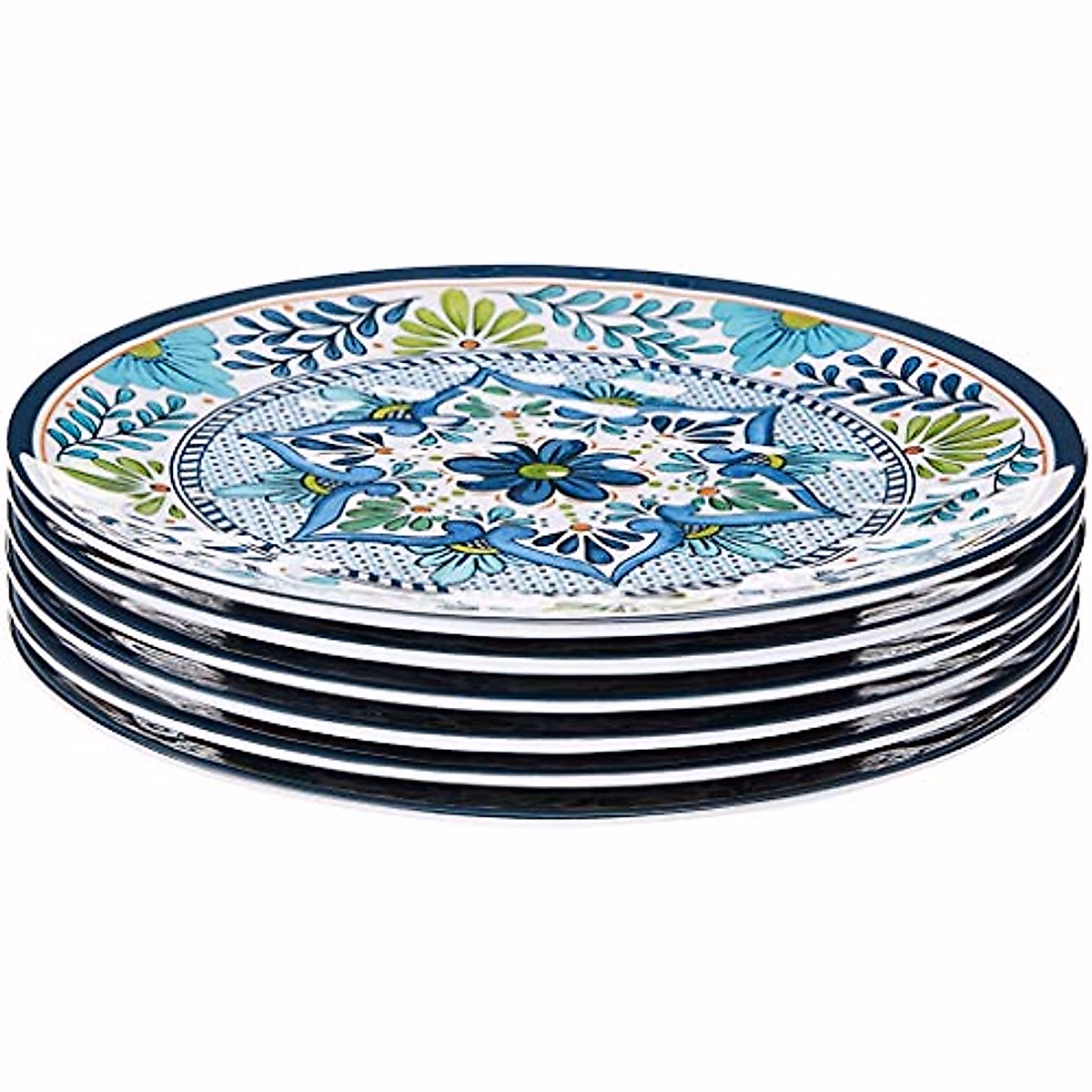 Certified International, Multicolor Talavera 11" Melamine (nitrogen-based plastic) Dinner Plate, Set of 6, 11 inch