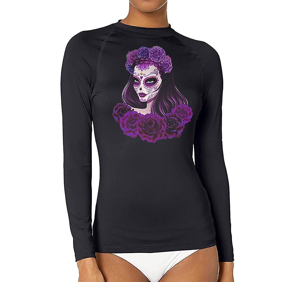 CHOO Women's Compression MMA BJJ Jiu Jitsu No Gi Rash Guard for Wrestling Cross Training, Small Purple