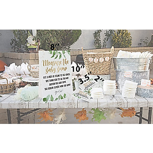 How Big is Mommys Belly Game, Measure Mommy's Belly Sign(Sign 8x10 Inch), Leafy Theme Baby Shower Games, Baby Showers Decorations, 1 Standing Sign + 50 Guessing Cards(bump09)