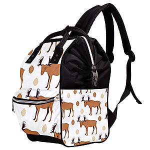 Mooses and Leaves Pattern Diaper Bag Mummy Backpack Large Capacity Baby Bag Multi-Function Travel Backpack Nappy Bags Nursing Bag for Baby Care