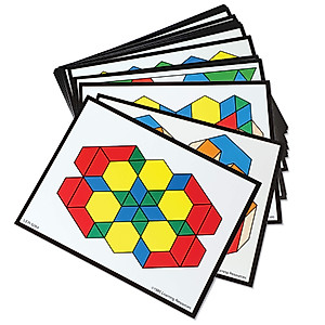 Learning Resources Intermediate Pattern Block Design Cards, Pattern, Pattern Blocks for Kids, Pattern Block Activities, for Grades 2-6, 36 Activities