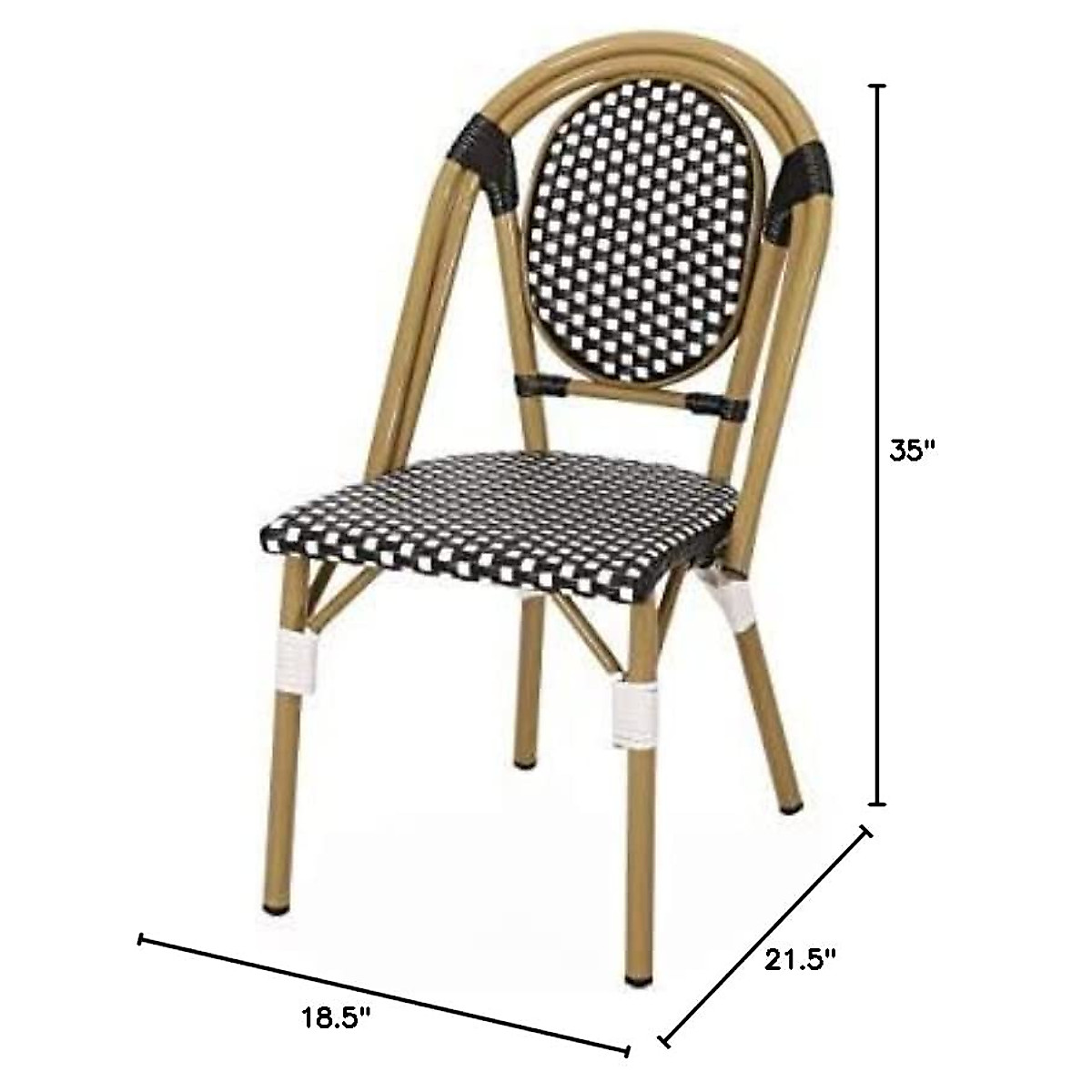 Christopher Knight Home Gwendolyn Outdoor French Bistro Chairs (Set of 2), Black + White + Bamboo Print Finish