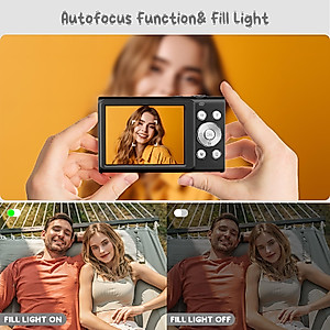 4K Digital Camera, 48MP Autofocus Vlogging Camera for YouTube Compact Camera for Photography with 16X Digital Zoom, 32GB SD Card, 2.8" IPS Screen, 2 Batteries and Battery Charger