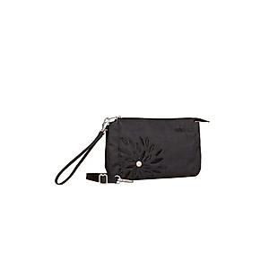 HAIKU Stride Small Womens RFID-Blocking Convertible Crossbody Wristlet Purse, Wallet and Cell Phone Crossbody Bag with Detachable Strap, Black in Bloom