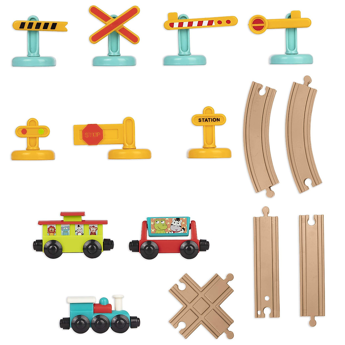 Battat – Train Set For Kids, Toddlers – 29Pc Train Track Set With Trains And Accessories – Developmental Toy- All Aboard Train Set – 2 Years +