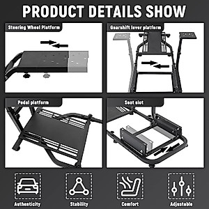 Gazzyt Racing Simulator Cockpit Stand with Red Racing Chair Adjustable Racing Wheel Stand fit for Logitech G27 G29 G920, Thrustmaster T300 T300RS T248, Without Wheel Pedal and Shifter