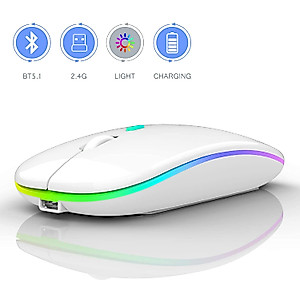 Neises LED Wireless Mouse,Wireless Mouse for MacBook Air/MacBook Pro/Mac/Laptop/MacBook/iPad,Bluetooth Mouse for MacBook Air/Pro/Mac/ipad/ipad pro/OS 13 and Above (White)