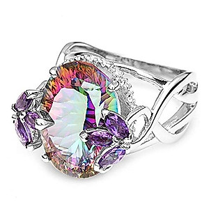 KarryStore Women Mysterious Rainbow Colorful Ring Bridal Luxury Wedding Ring 925 Sterling Silver Anniversary Ring Engagement Ring lover gift For Woman Jewelry (7)