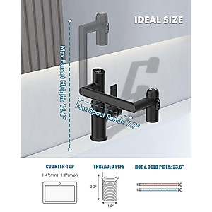 Lefton Rotatable Bathroom Faucet with Temperature Display in Fahrenheit (Batteries-Free), 3 Water Outlet Modes, Matte Black, BF2204-3