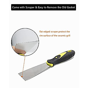 Big Green Egg Parts Green Egg Gasket Replacement with Scraper, Gasket for Big Green Egg Large and XLarge High Temp Material Self Stick 15Ft Long,7/8" Wide(Black)