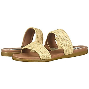 Steve Madden Women's Dual Flat Sandal, Natural Raffia, 9