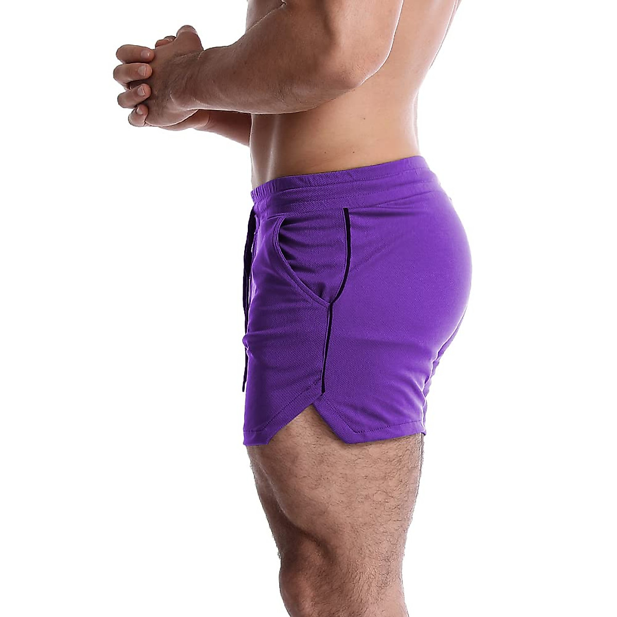Men's 5 Inch Inseam Workout Shorts Athletic Gym Shorts Bodybuilding Short Shorts Casual Running Shorts Purple US M