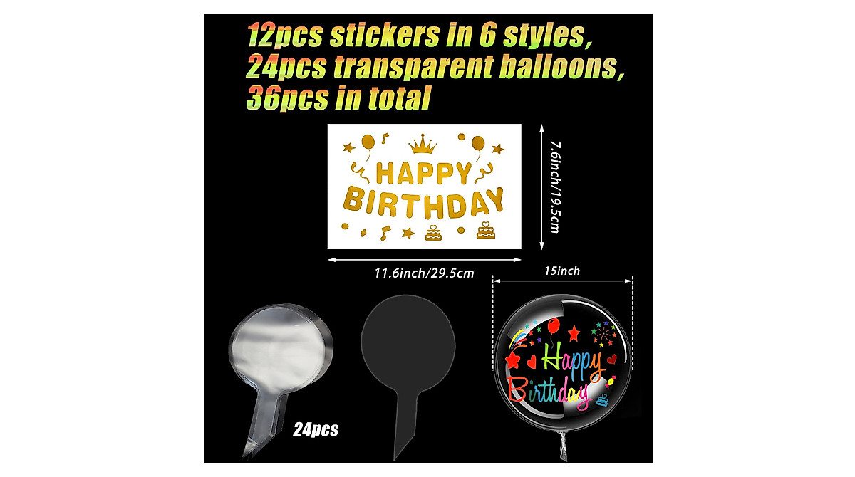 36 Pieces Clear Balloons with Stickers for Party Decorations