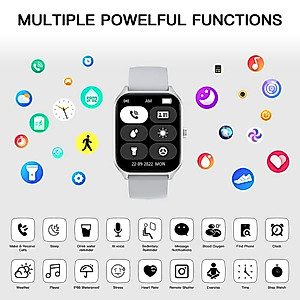 Ypaddbu Smart Watch for Women Men, 1.96" Full Touch Screen Smartwatch for Android & iOS Phones, Fitness Smart Watch with Heart Rate Blood Oxygen Monitor, 100+ Sport Modes，Ai Voice