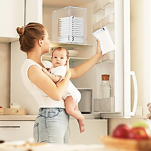 Domensi 4 Pcs Breast Milk Storage Tower Breast Milk Freezer Storage Organizer for Milk Freezer Bags Clear Breastmilk Storage Container Reusable Breastfeeding Accessories Fridge, 8.3 x 8.3 x 5 Inch