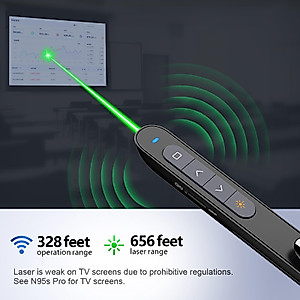 NORWII N76 Wireless Presenter with Green Light, 330FT Ofifice Presentation Remotes Presentation Clicker for Powerpoint Presentations, Presentation Pointer Slide Clicker Supports Hyperlink/Volume