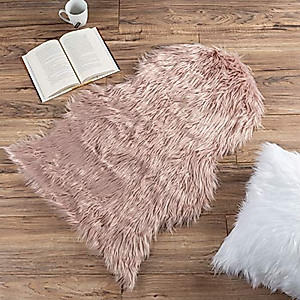 Sheepskin Throw Rug Faux Fur 2x3-Foot High Pile Soft and Plush Mat for Bedroom, Kitchen, Bathroom, Nursery & Office by Lavish Home