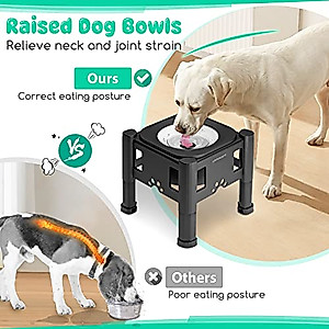 URPOWER 75oz Raised Dog Water Bowl for Messy Drinkers 3 Height Adjustable Elevated 2.2L Large Capacity No Spill Non-Slip Slow Water Feeder Bowl for Dogs, Cats & Pets