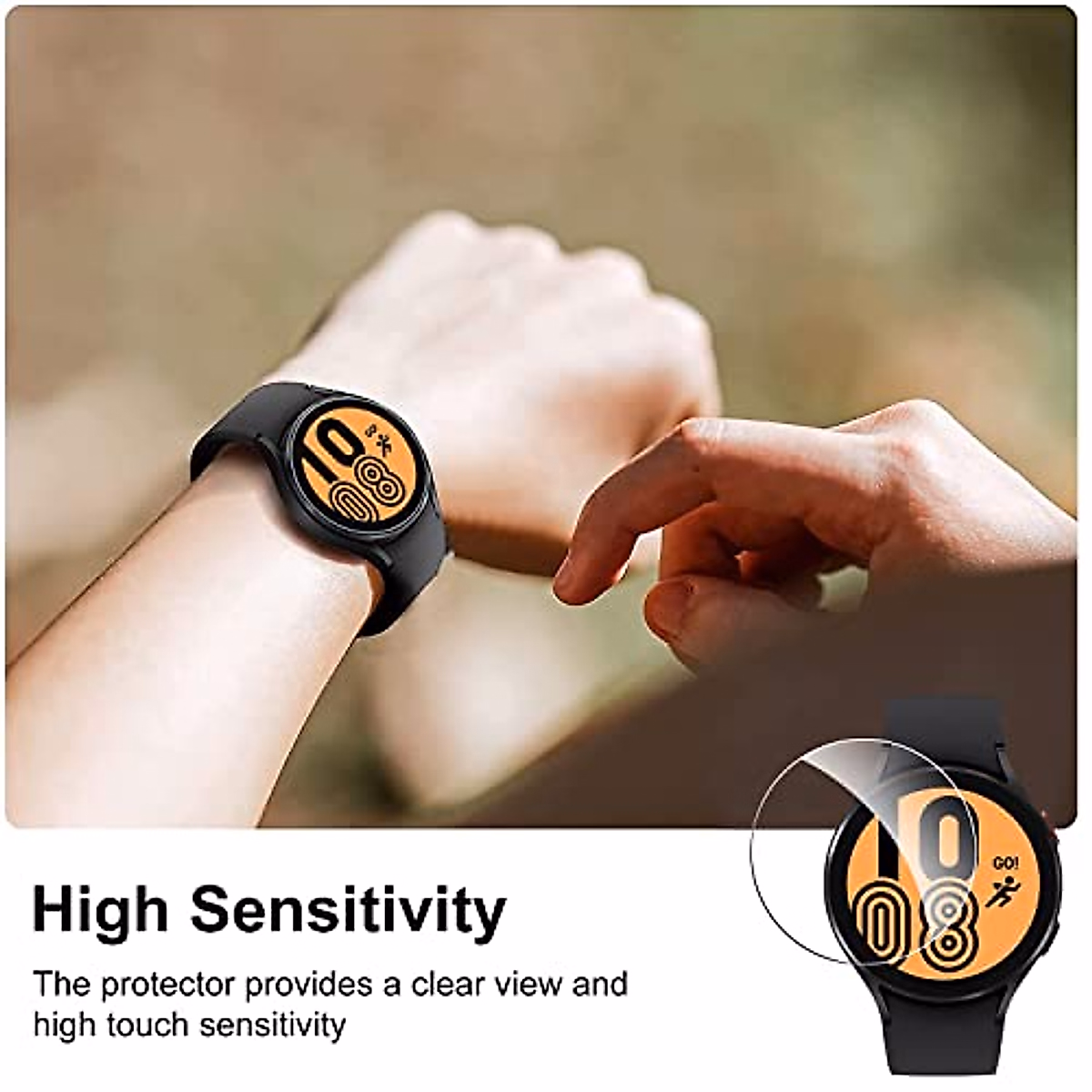 T Tersely (3 Pack Screen Protector for Samsung Galaxy Watch 7/6/5/4 (44MM), 9H Hardness Tempered Glass Film Guard for Samsung Galaxy Watch