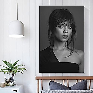 SIMAU Jenna Ortega Poster Black And White Canvas Wall Art Modern Family Bedroom Decor Posters 12x18inch(30x45cm)