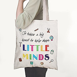 Frienda 4 Pieces Teacher Graduation Gifts Teacher Tote Bags Teacher Appreciation Gifts Reusable Colorful Work Bags for Women (Pencil Style, Khaki)