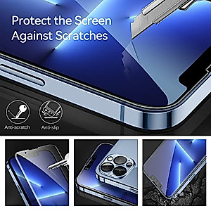 ivoler[4+2Pack]Screen Protector Compatible With iPhone 13 Pro Max 6.7‘’[4 Pack]with [2 Pack] Camera Lens Protector, HD Tempered Glass Film With Align Frame, 9H Hardness, Bubble Free,Scratch Resistant