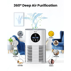Air Purifiers for Home Large Room up to 600 Ft², VEWIOR H13 True Hepa Air Purifiers for Pets Hair, Dander, Smoke, Pollen, 3 Fan Speeds, 6 Timer Air Cleaner