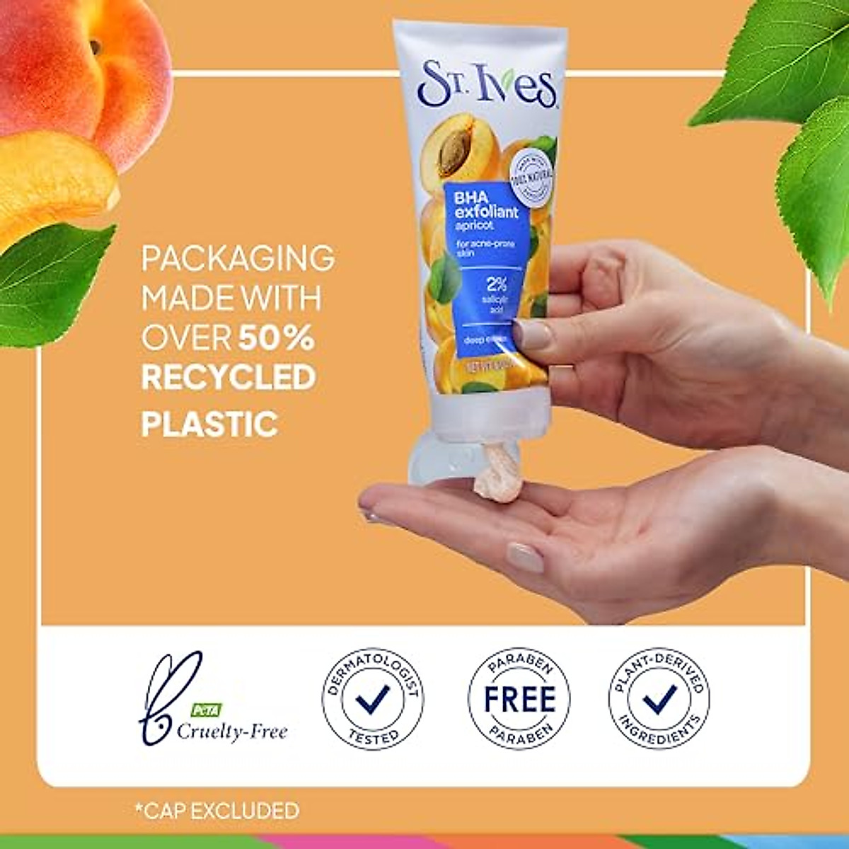 St. Ives Acne Control Face Scrub Deeply Exfoliates and Prevents Acne for Smooth, Glowing Skin Apricot Made with Oil-Free Salicylic Acid Acne Medication, Made with 100% Natural Exfoliants 6 oz