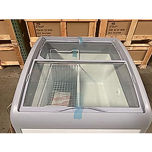 Chest Freezer Glass Door sliding Commercial Ice Cream Freezer 26" White Curve Display Top w/Storage Baskets - 5.7 Cu.Ft