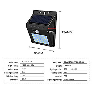 DHAEY LED Wall Lamp PIR Motion Sensor Solar LED Lamp 20 40 LEDs 1200mAh Battery Solar IP65 Outdoor Garden Street Path Lights Luopan Tracking Lighting (Color : A 20Leds)