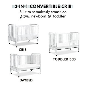 DaVinci Jenny Lind 3-in-1 Convertible Crib in White, Removable Wheels, Greenguard Gold (Mattress Not Included)