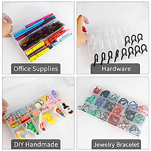 24 Grids Plastic Organizer Box With Dividers Clear Craft Storage Bead Organizer Box Earring Organizer Travel Pill Organizer Jewelry Organizer Storage Boxes Screw Seed Small Parts Organizer Hair Tie