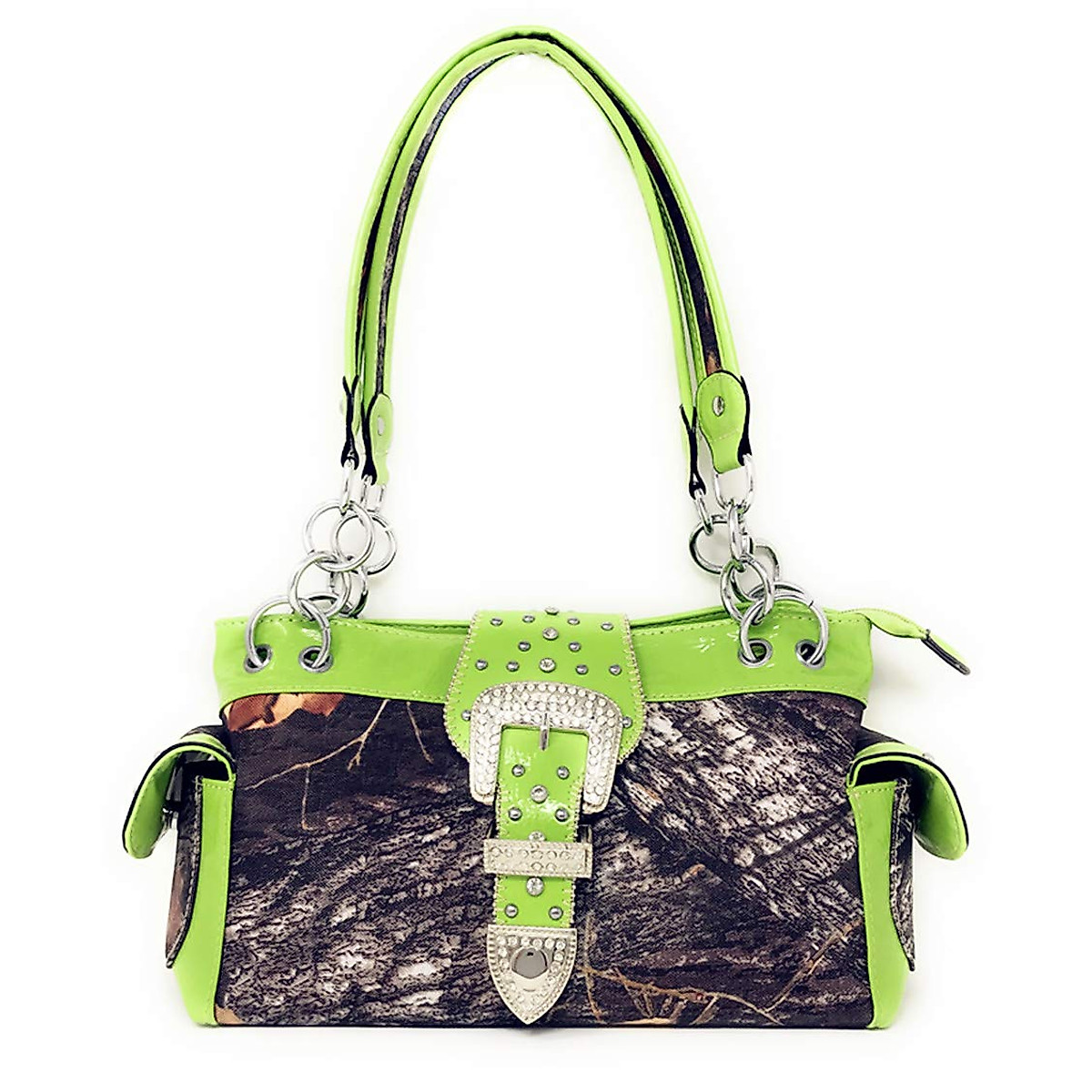 Western Rhinestone Camouflage Handbag With Matching Wallet In Multi Collections (Buckle Pink) Large