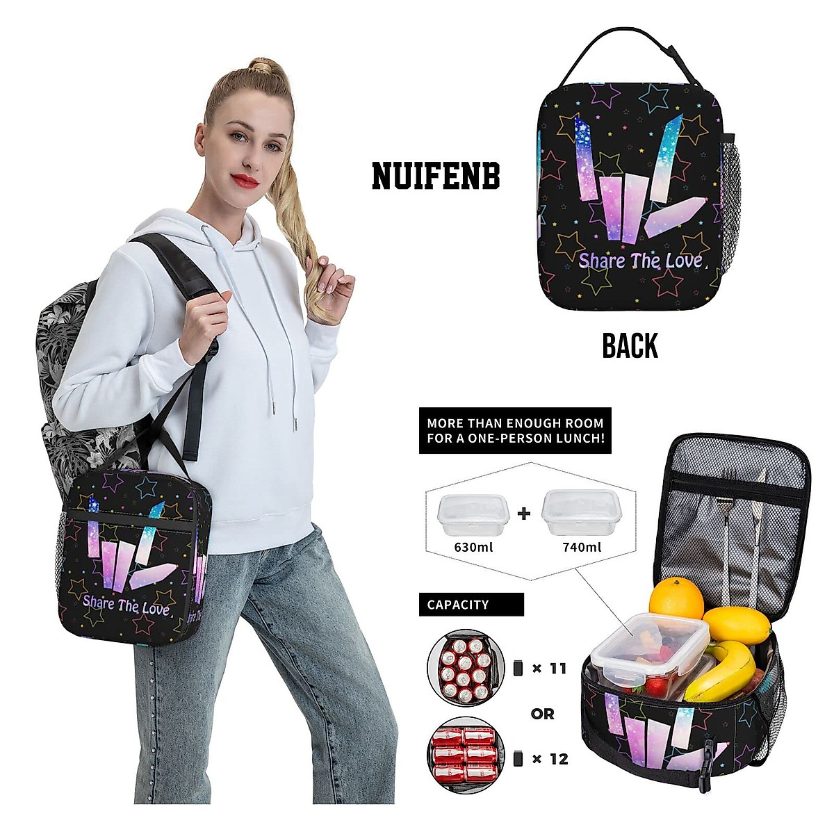 NUIFENB 3 Piece Set Backpack With Lunch Bag Share Love Schoolbag For Boys Girls Teens Pencil Pouch