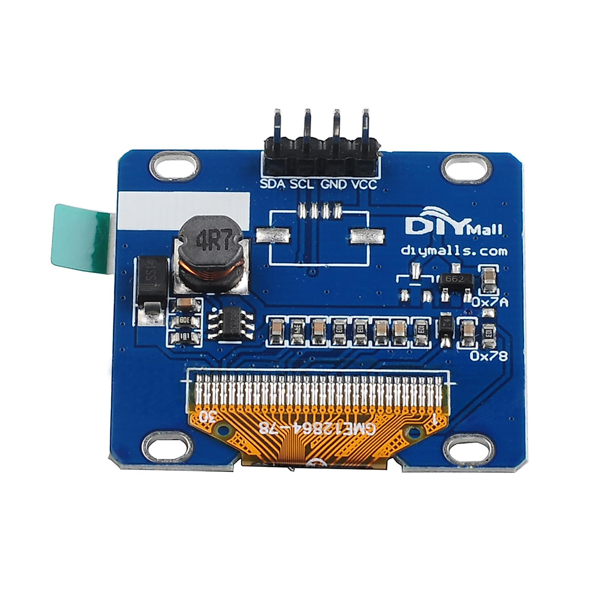 DIYmall 1.3" OLED Display Module I2C IIC Serial 128X64 SH1106 LCD Blue Light Screen for Arduino Raspberry Pi 51 MSP420 STIM32 SCR ESP32
