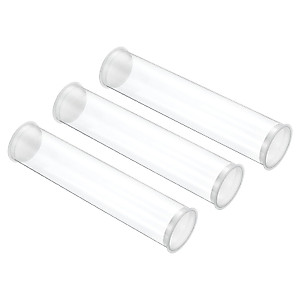 PATIKIL 7.9"L x 1.7"Dia Clear Storage Tubes, 3Pcs PC Plastic Transparent Hollow Round Rigid Tube with Cap for Beads Bath Salt Container Wedding Party Favors