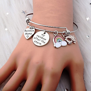 SEIRAA New Mommy Gifts Rainbow Baby Bracelet My Rainbow After the Storm Rainbow Jewelry for Pregnancy Expectant Mother (Rainbow Baby Bracelet)