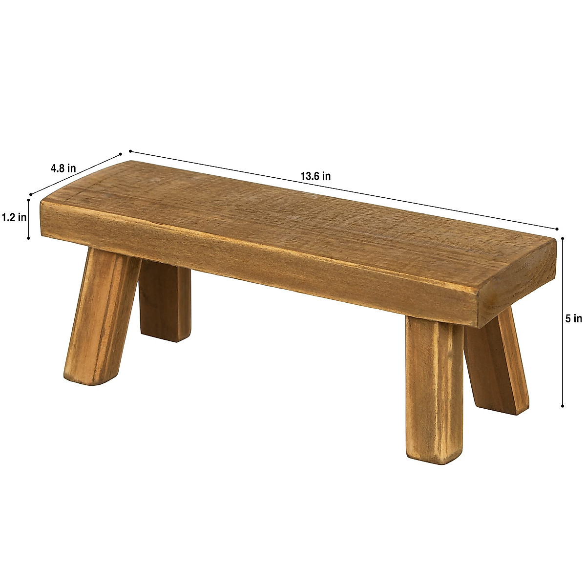 Rustix Mini Wooden Stool - Rustic Decorative Rectangular Mini Pedestal - Ideal Accent Stool for Small Decor, Plants and Trinkets – 13.6" L x 5" H x 4.8" W