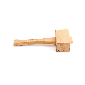 QWORK Wooden Mallet, 9.5" Manual Ice Hammer Mallet Beech Solid Carpenter Wood Hammer Woodworking Hand Tool