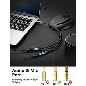 MillSO Headset Adapter CTIA 3.5mm Y Splitter Headphone Jack Splitter Adapter (3.5mm 4 Pole TRRS Male to 2 TRS 3 Pole Female) Compatible for Xbox One, PS4, PC, Tablet, Laptops, phone - 12inch/30CM Gray