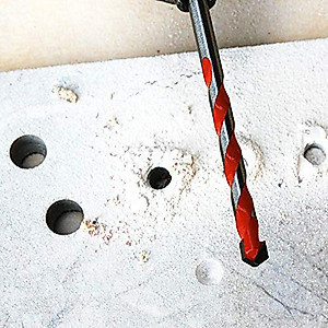 5Pcs Drill Bit Set (6/6/8/10/12mm) Carbide Alloy Multifunctional Drill Bit Set for Tile,Concrete, Brick, Glass, Plastic and Wood